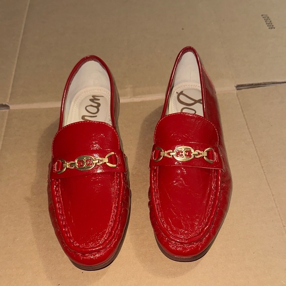 Sam Edelman | Shoes | Sam Edelman Red Loafers With Gold Detailing ...
